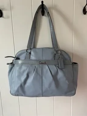 Coach | Bags | Coach Addison Sky Blue Leather Tote F8374 Purse Diaper ...
